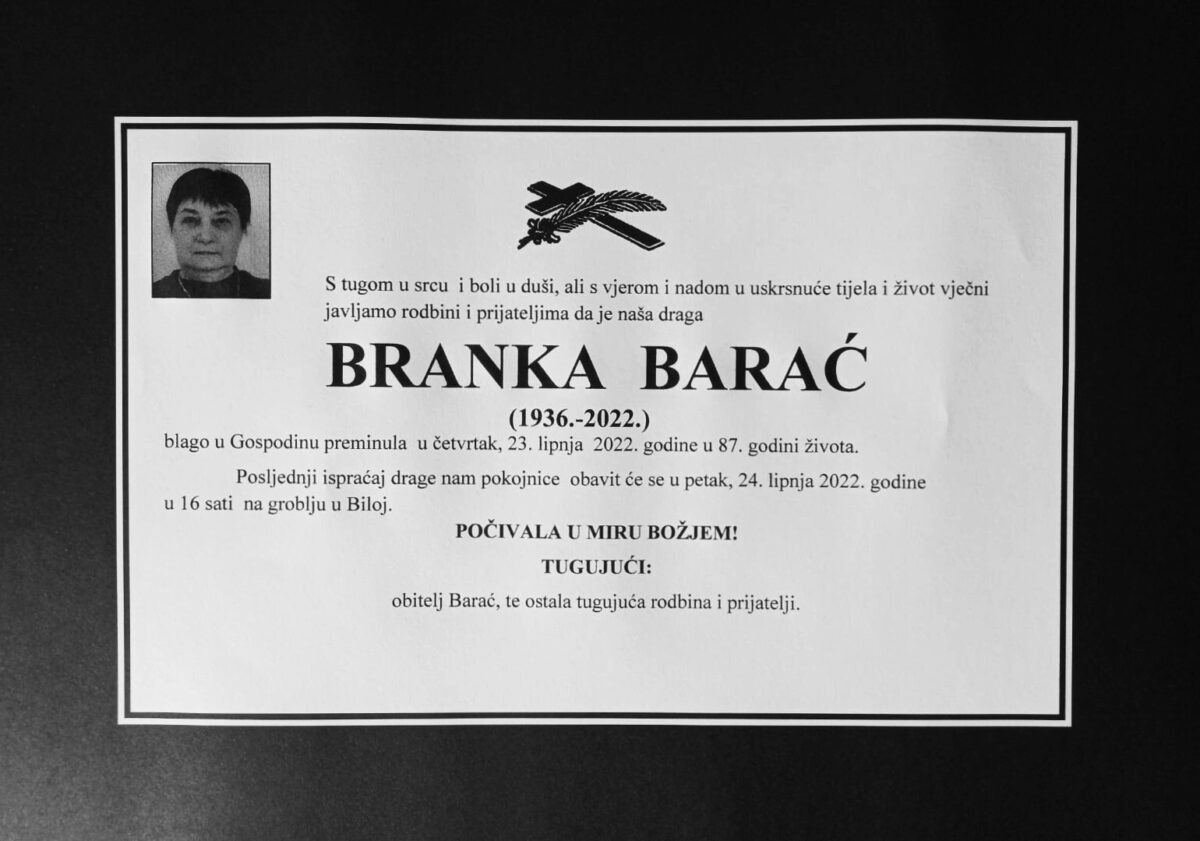 Branka Barać | Osmrtnice Livno