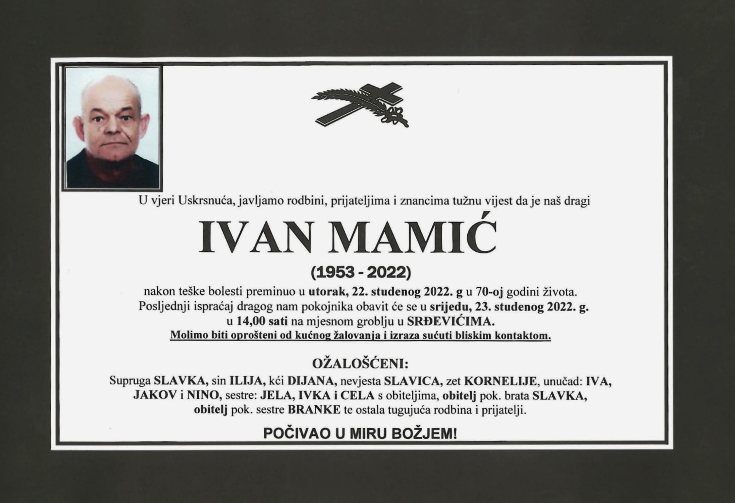 Ivan Mamić | Osmrtnice Livno