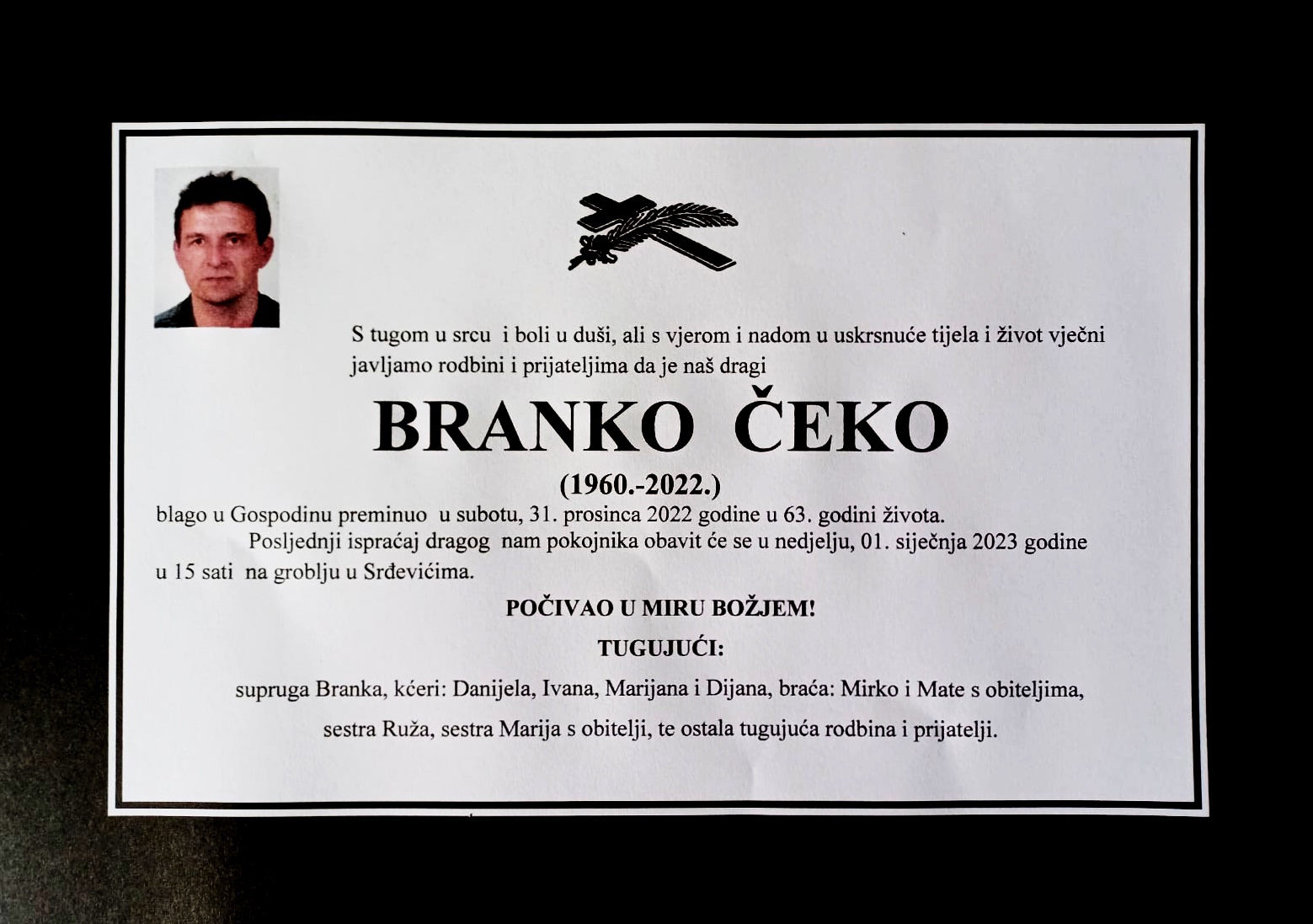Branko Čeko | Osmrtnice Livno