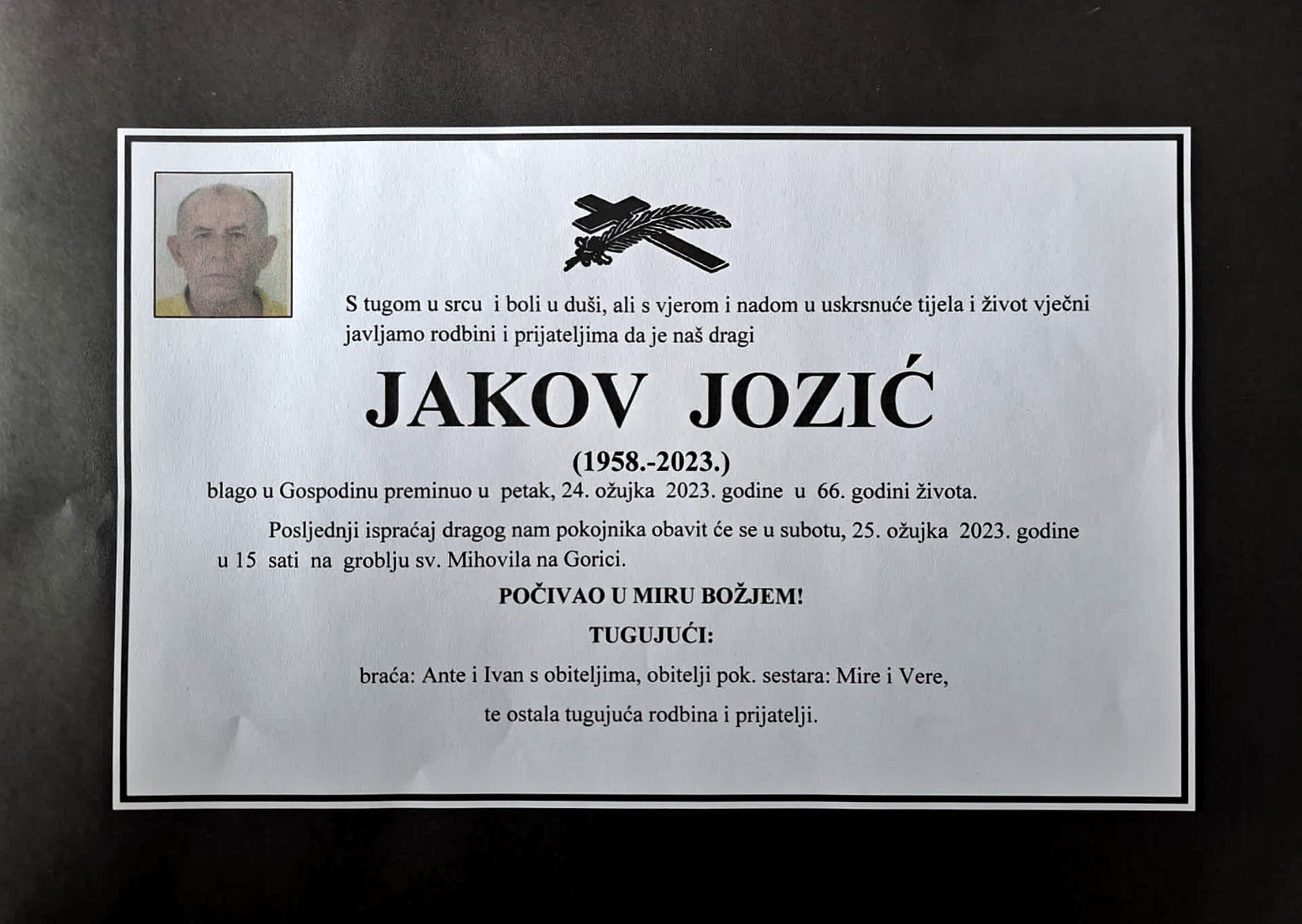 Jakov Jozić | Osmrtnice Livno