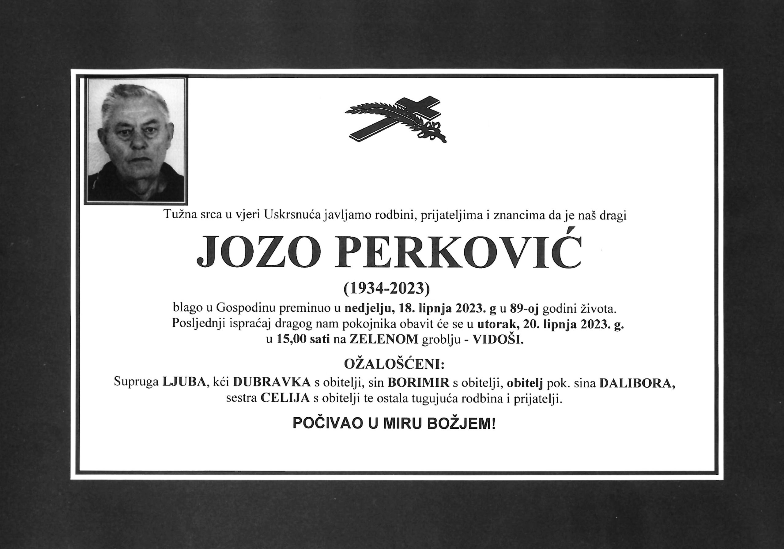 Jozo Perković | Osmrtnice Livno