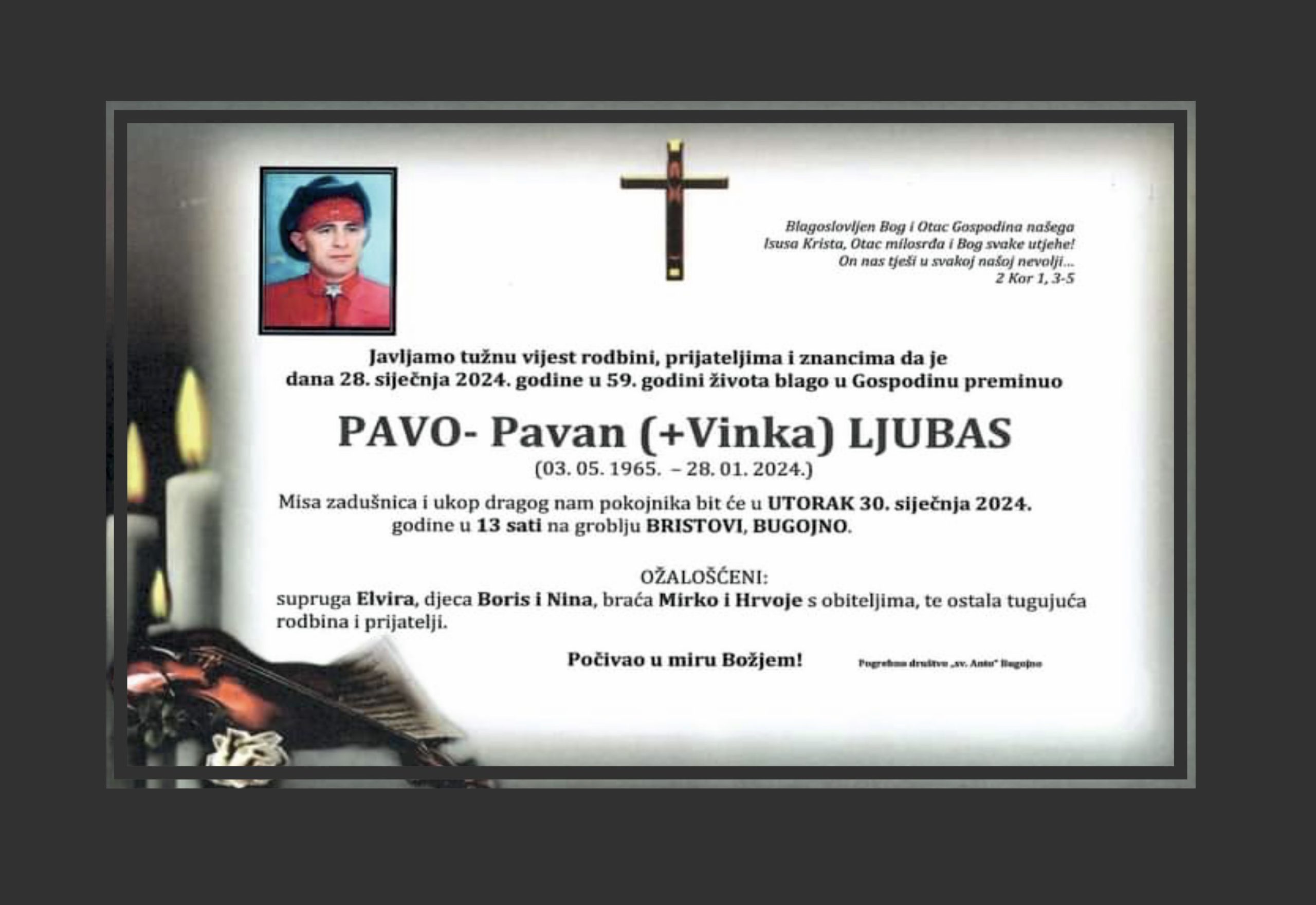 Pavo – Pavan (+Vinka) Ljubas | Osmrtnice Livno