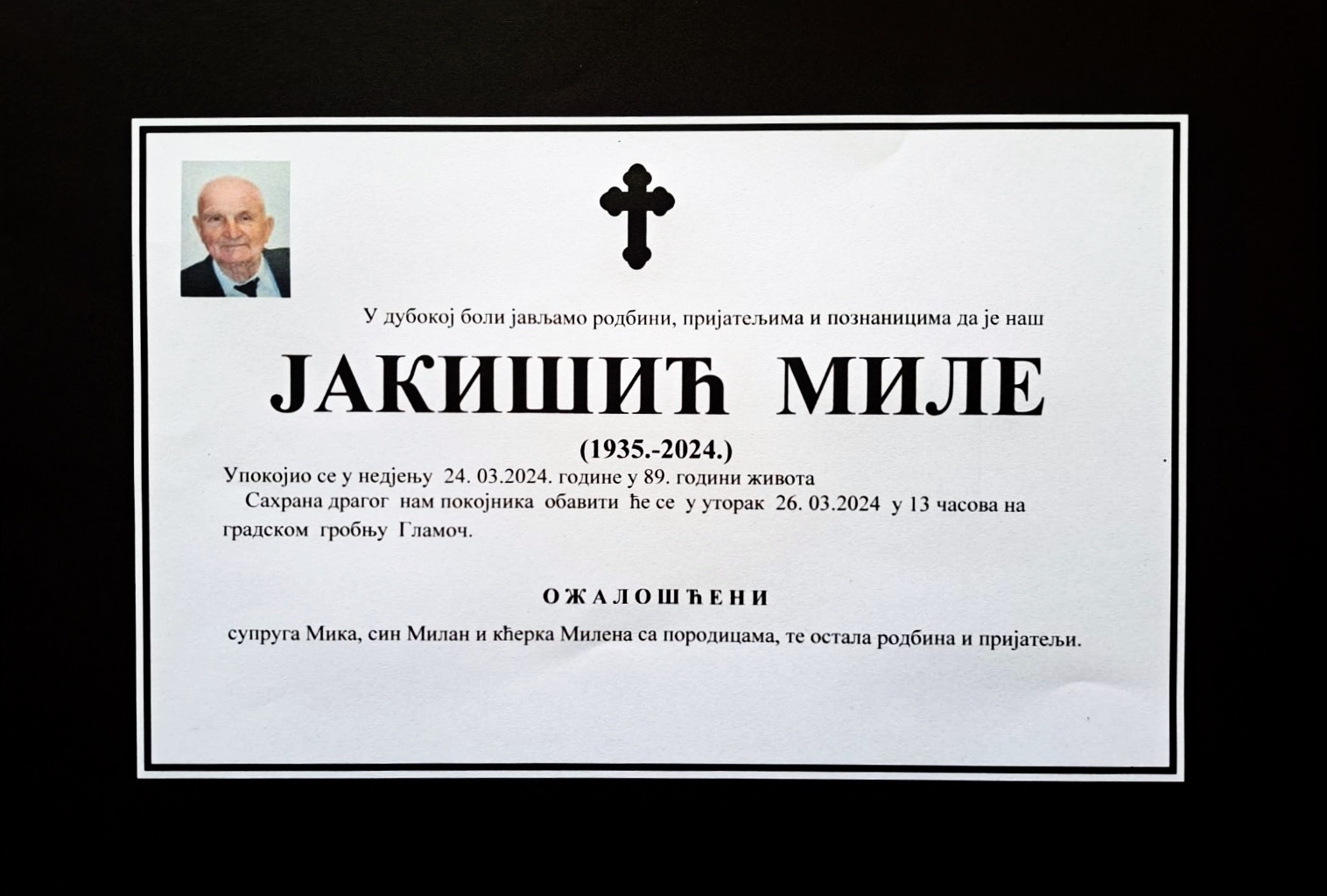 Jakišić Mile | Osmrtnice Livno