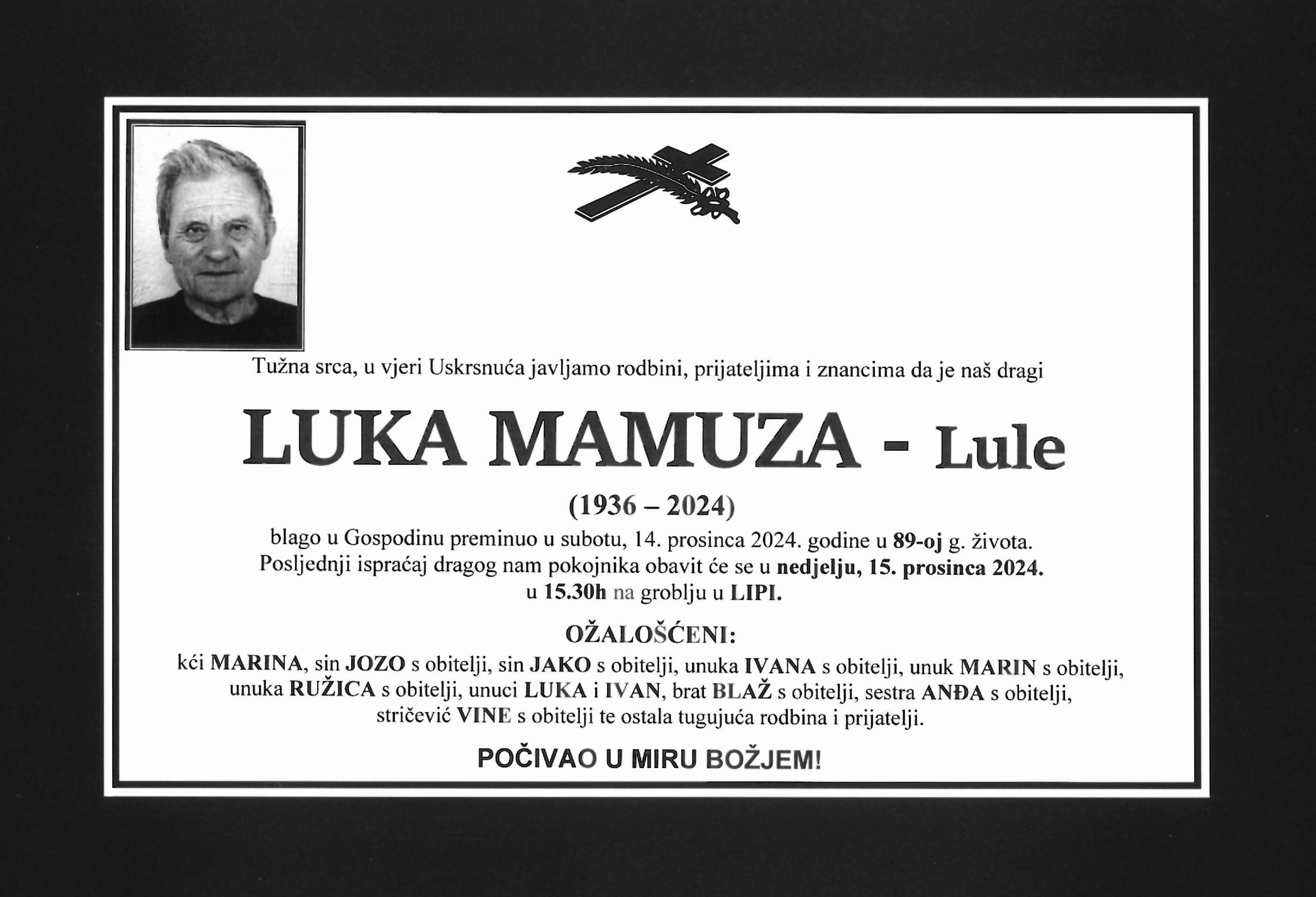 Luka Mamuza – Lule | Osmrtnice Livno