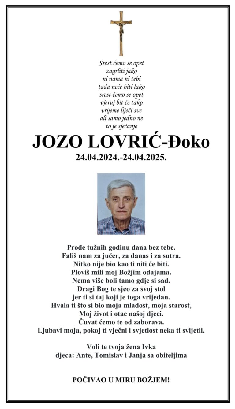 Sjećanje – Jozo Lovrić – Đoko | Osmrtnice Livno