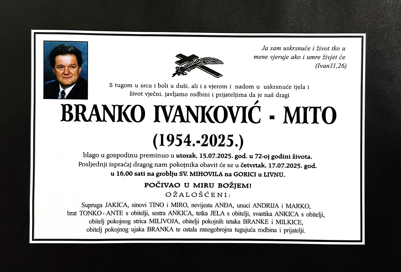 Branko Ivanković – Mito | Osmrtnice Livno