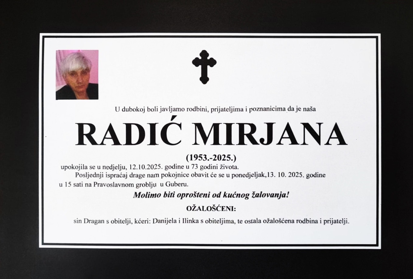 Radić Mirjana | Osmrtnice Livno